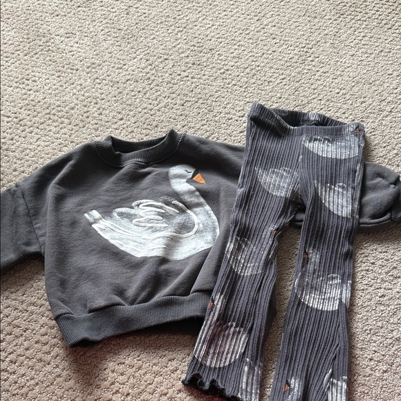 Zara | Matching Sets | Zara Charcoal Knit Set With Swan Design | Poshmark